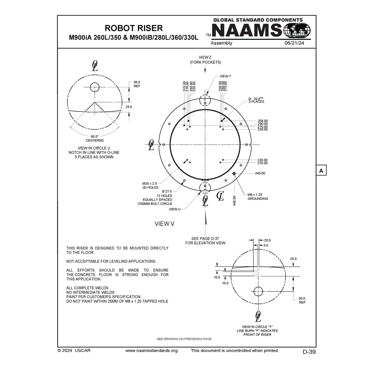 NAAMS Robot Riser ARR950 M900iA 260L/350 – Freer Tool and Supply