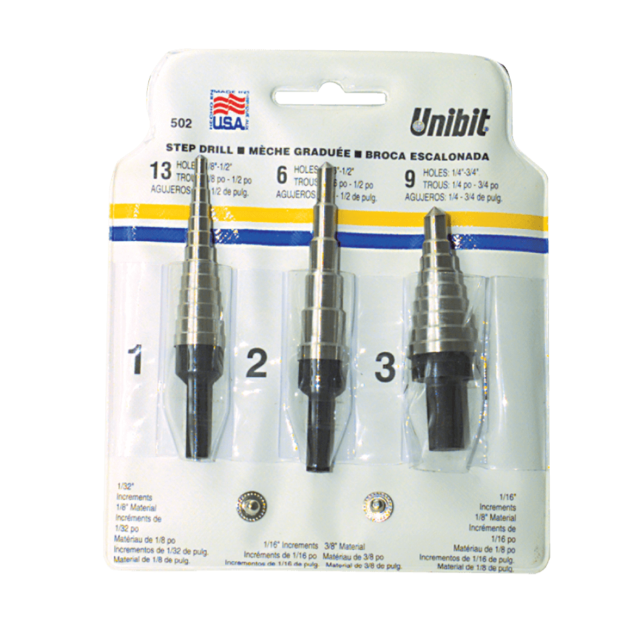 Unibit KX5010502CB 3 Pc. Cobalt Unibit Step Drill Set – Freer Tool and ...