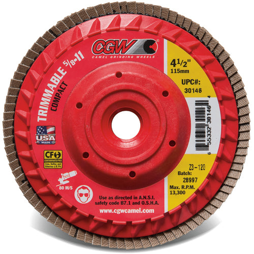 CGW MG9030155 5"×5/8"-11 - 80 Grit - Z3 XL Compact Trimmable Flap Disc ...