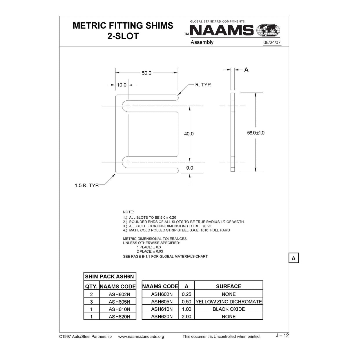NAAMS Shims 2-Slot ASH6-KIT 7-Piece DSCH045-M507 – Freer Tool and Supply